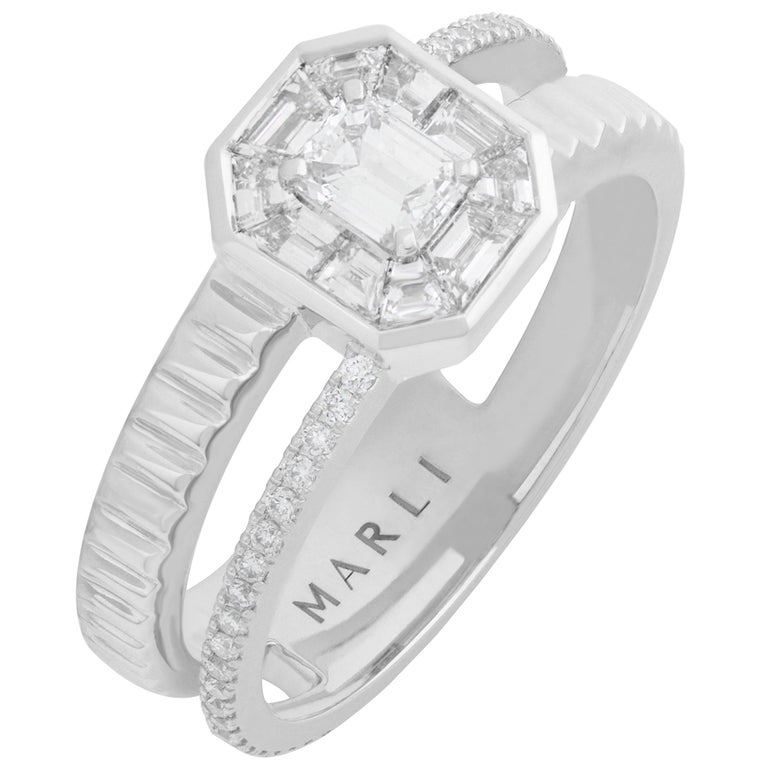 MARLI New York 18 Karat Gold Deco Rectangle Ring For Sale at 1stDibs