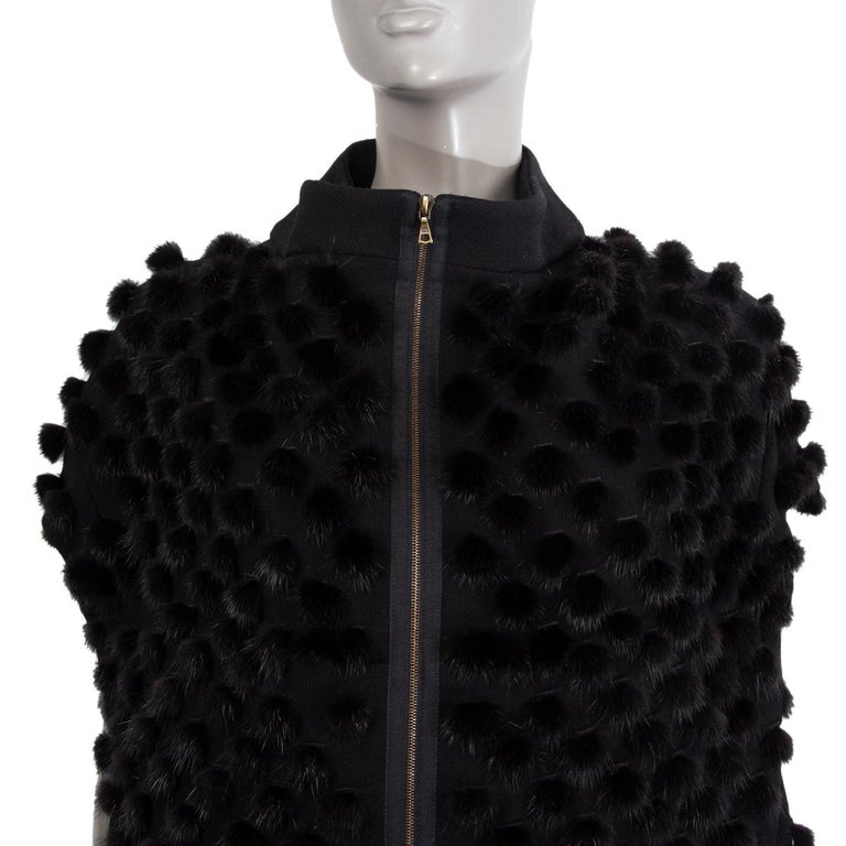 MARNI black wool OVERSIZED MINK TRIM ZIP Vest Jacket 40 S For Sale at ...