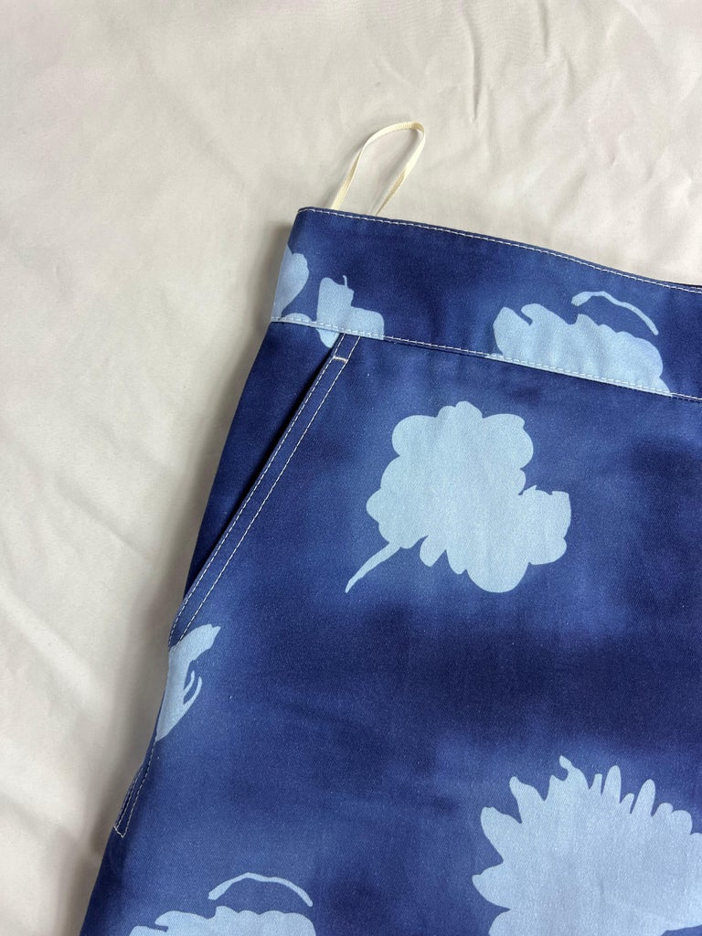 Marni Blue Flower Pants, Size 42 For Sale at 1stDibs