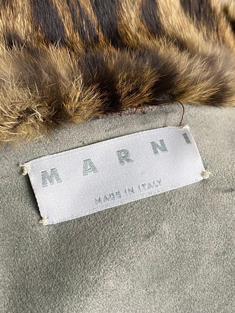 Marni Brown and Black Leopard Animal Fur Jacket Size 42 at 1stDibs