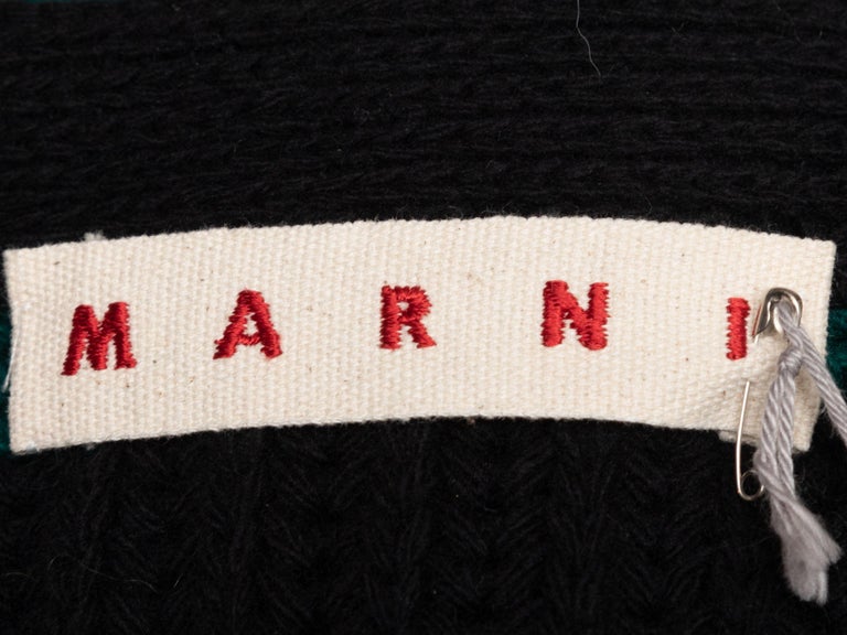 Marni Dark Green and Multicolor Virgin Wool Longline Cardigan For Sale at 1stDibs