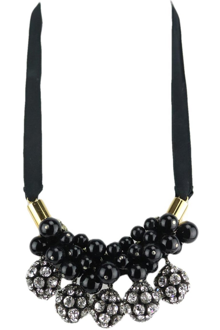 Marni Gold Tone Crystal Embellished Bead Necklace For Sale at 1stDibs