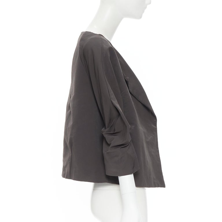 MARNI grey polyester open front pinched sleeve rounded cocoon jacket ...