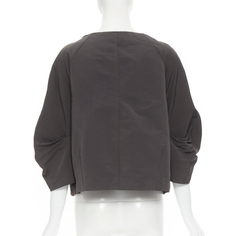 MARNI grey polyester open front pinched sleeve rounded cocoon jacket ...