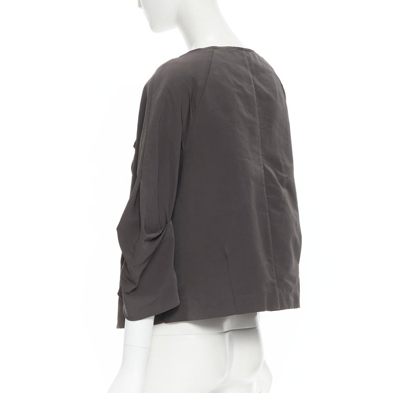 MARNI grey polyester open front pinched sleeve rounded cocoon jacket ...