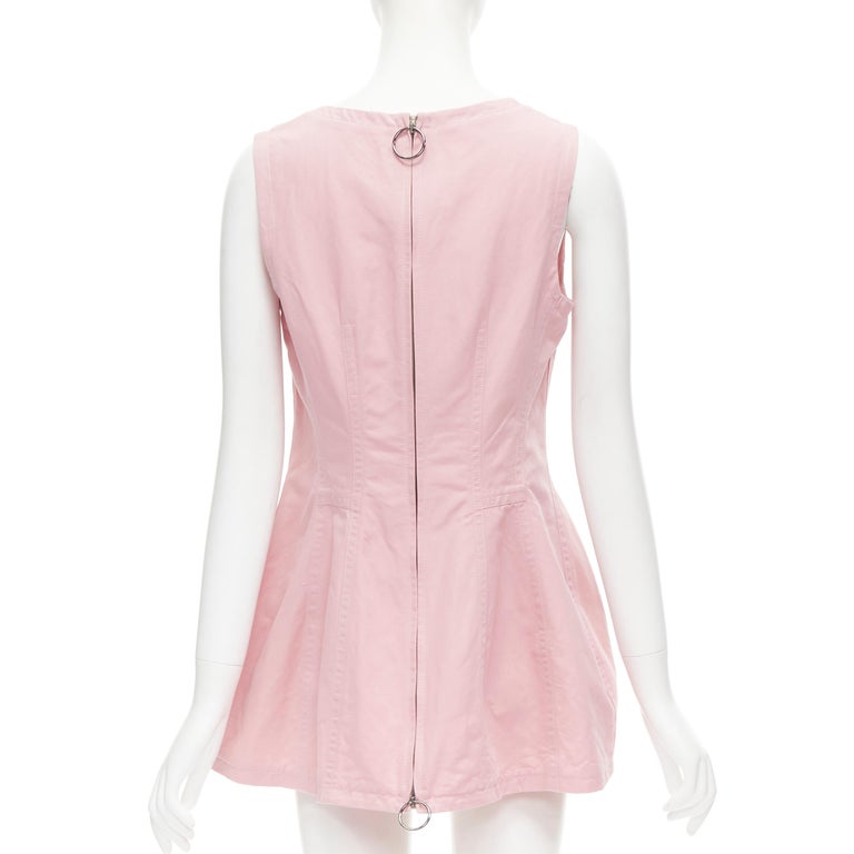 MARNI light pink cotton fit flared zip back sleeveless tunic top IT36 ...