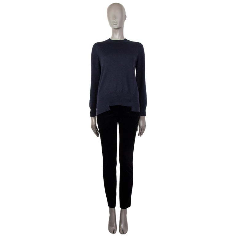 MARNI midnight blue wool and silk BUTTONED BACK Sweater 40 S For Sale ...
