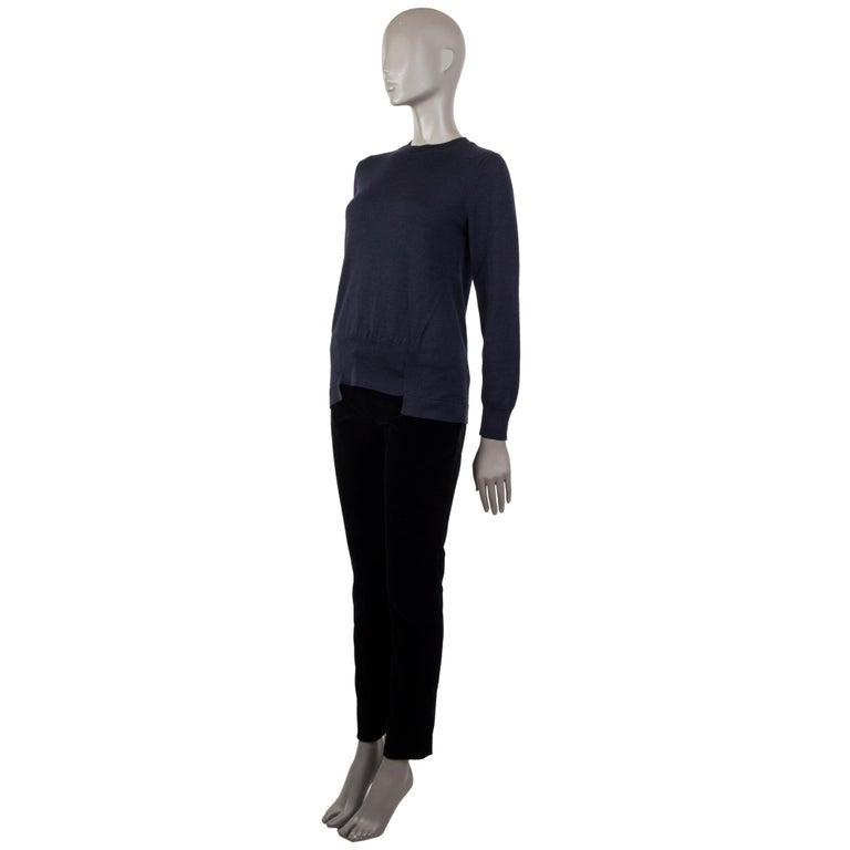 MARNI midnight blue wool and silk BUTTONED BACK Sweater 40 S For Sale ...