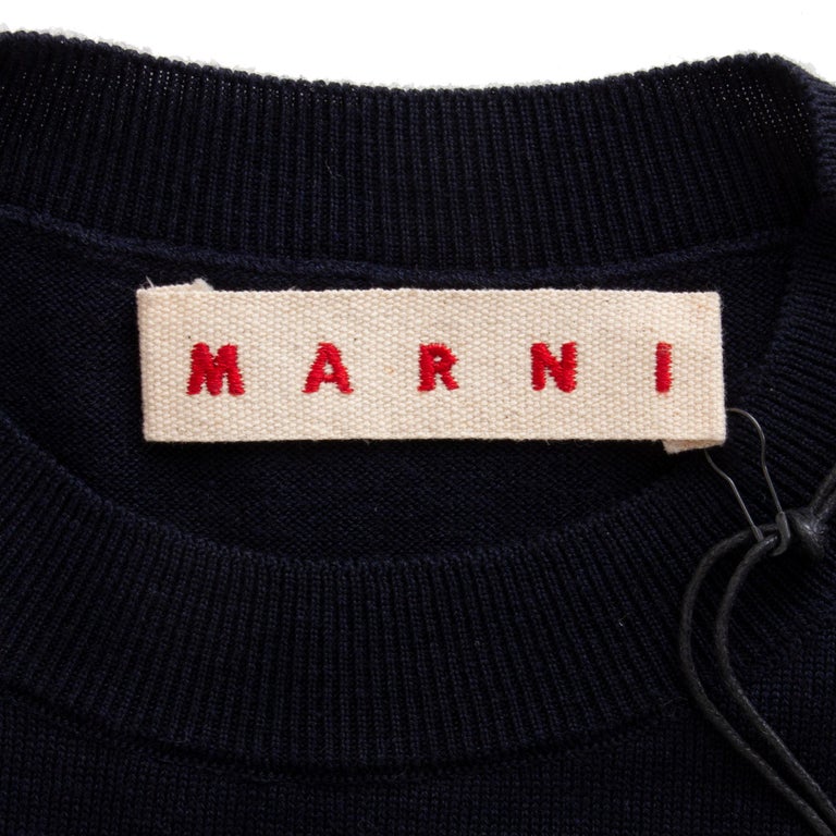 MARNI midnight blue wool and silk BUTTONED BACK Sweater 40 S For Sale ...