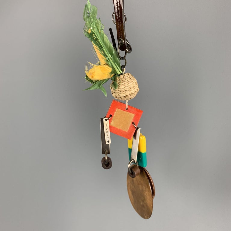 MARNI Multi-Color Mixed Metal Patent Leather Square Key Ring For Sale ...