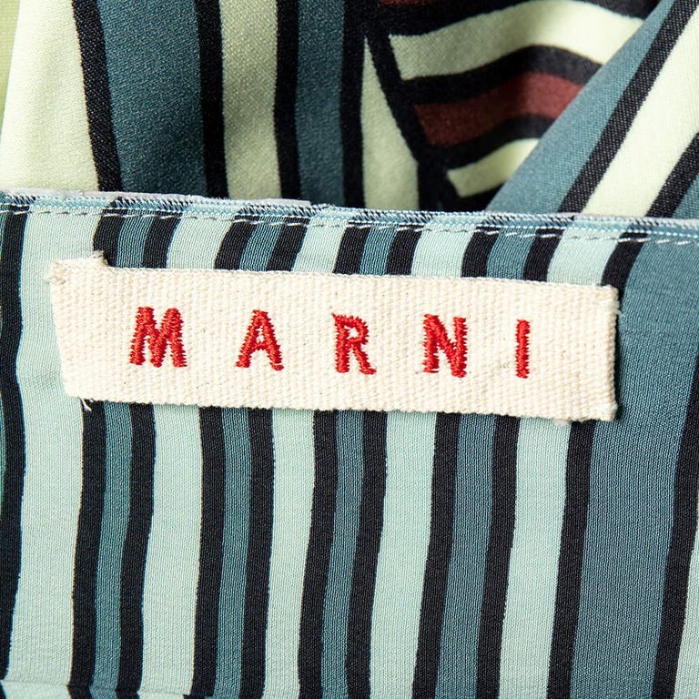 Marni Multicolor Printed Knit Plunge Neck Sleeveless Maxi Dress M For ...