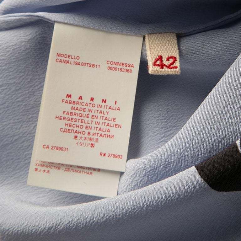Marni Powder Blue Floral Printed Silk Draped Front Blouse M at 1stDibs ...