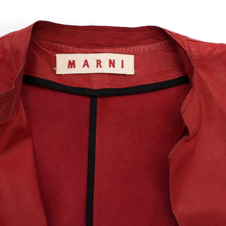 Marni Red Lightweight Leather Coat US 6 For Sale at 1stDibs
