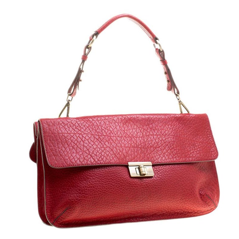 Marni Red Textured Leather Shoulder Bag For Sale at 1stDibs