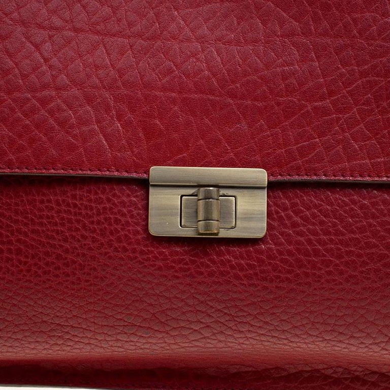 Marni Red Textured Leather Shoulder Bag For Sale at 1stDibs