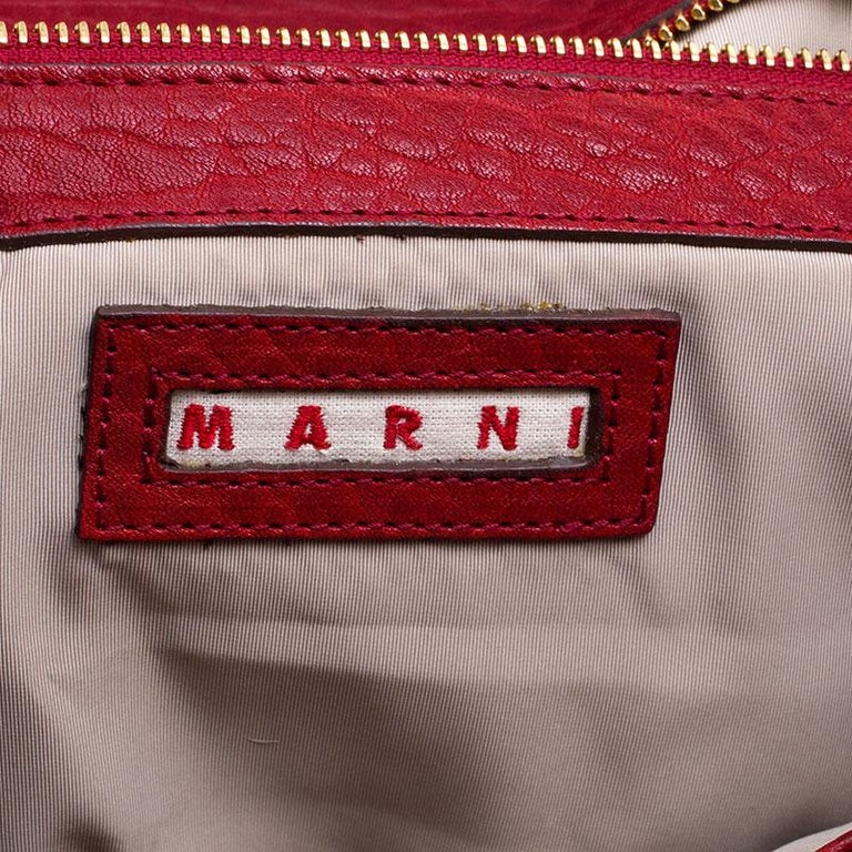 Marni Red Textured Leather Shoulder Bag For Sale at 1stDibs