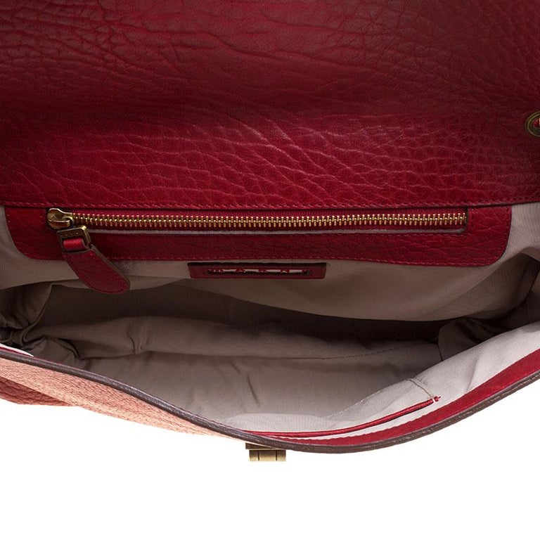 Marni Red Textured Leather Shoulder Bag For Sale at 1stDibs