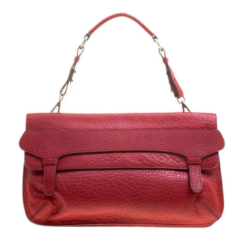 Marni Red Textured Leather Shoulder Bag For Sale at 1stDibs