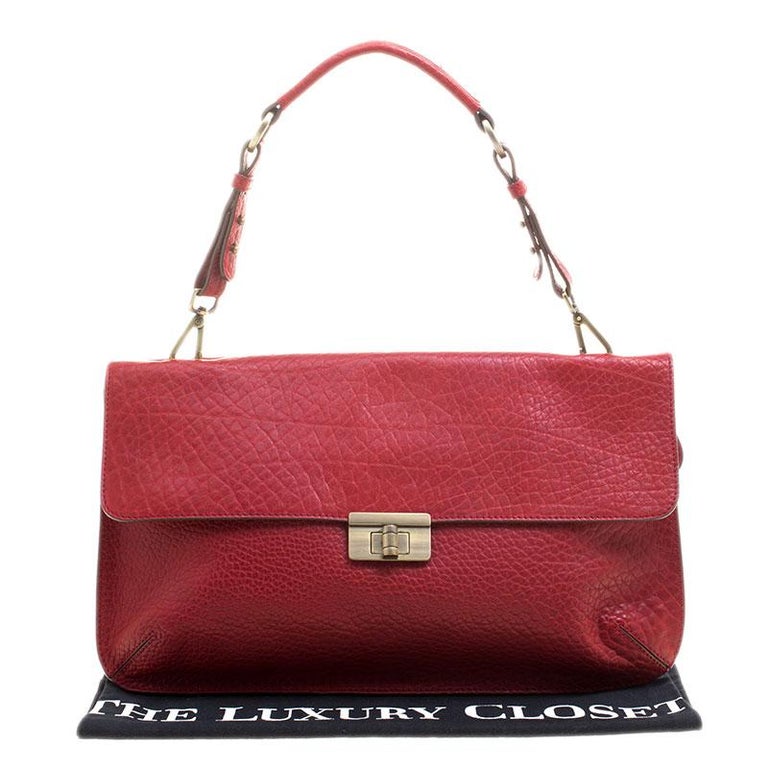 Marni Red Textured Leather Shoulder Bag For Sale at 1stDibs