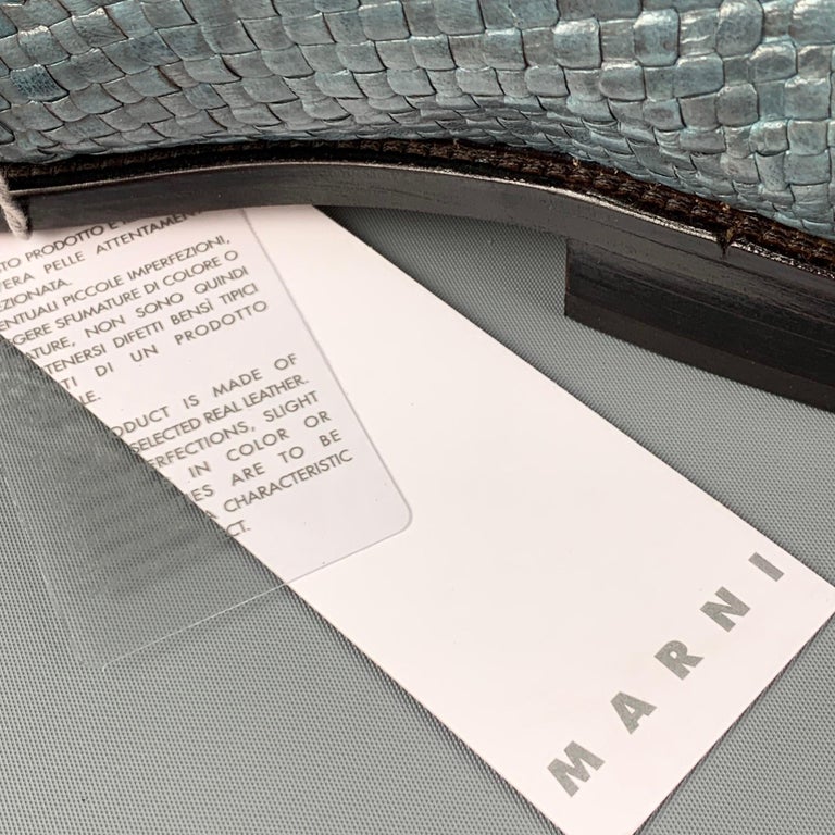 MARNI Size 10 Blue Black Woven Leather Slip On Loafers For Sale at 1stDibs