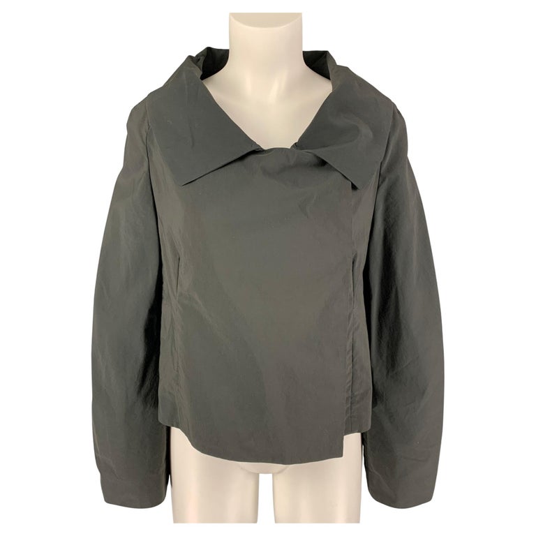 MARNI Size 2 Slate Cotton Nylon Hidden Snaps Cropped Jacket For Sale at ...