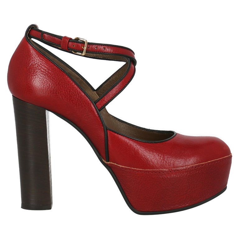 Marni Women Pumps Red Leather IT 39 For Sale at 1stDibs