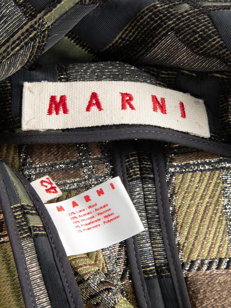 Marni Women's Check Patchwork Short Sleeve Evening Coat For Sale at 1stDibs