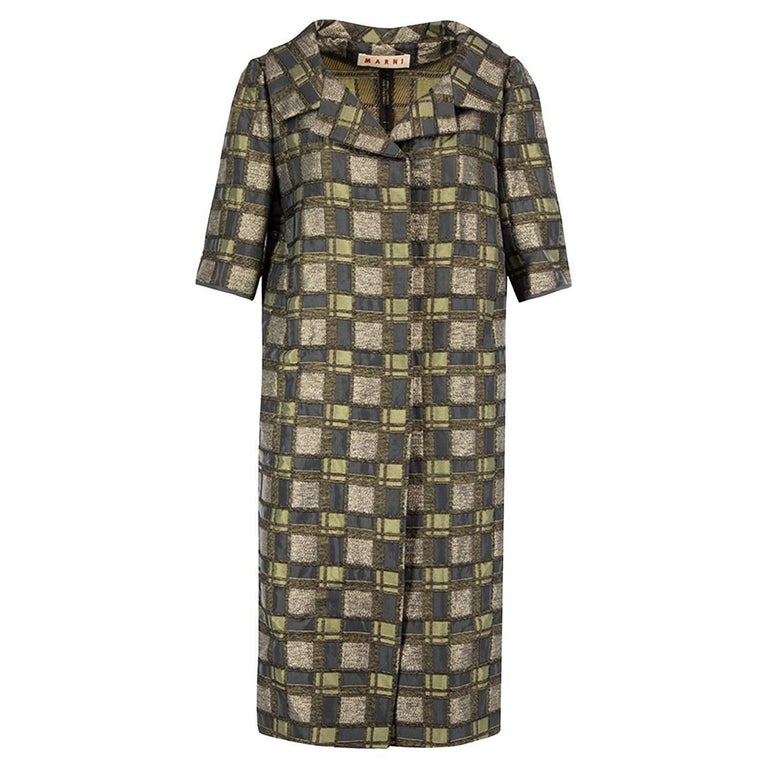 Marni Women's Check Patchwork Short Sleeve Evening Coat For Sale at 1stDibs