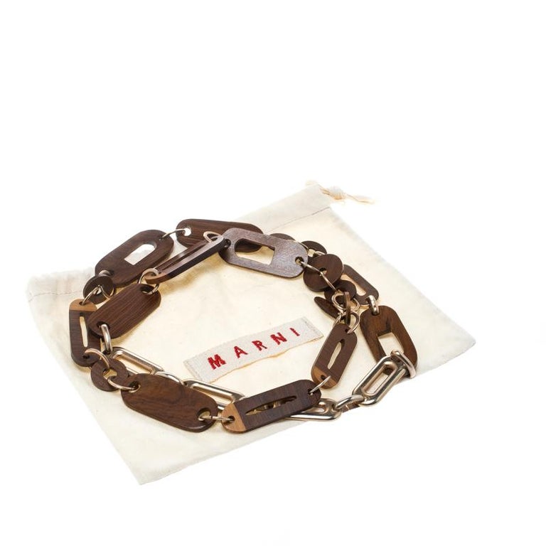 Marni Wood and Gold Tone Long Chain Link Necklace at 1stDibs | wood ...