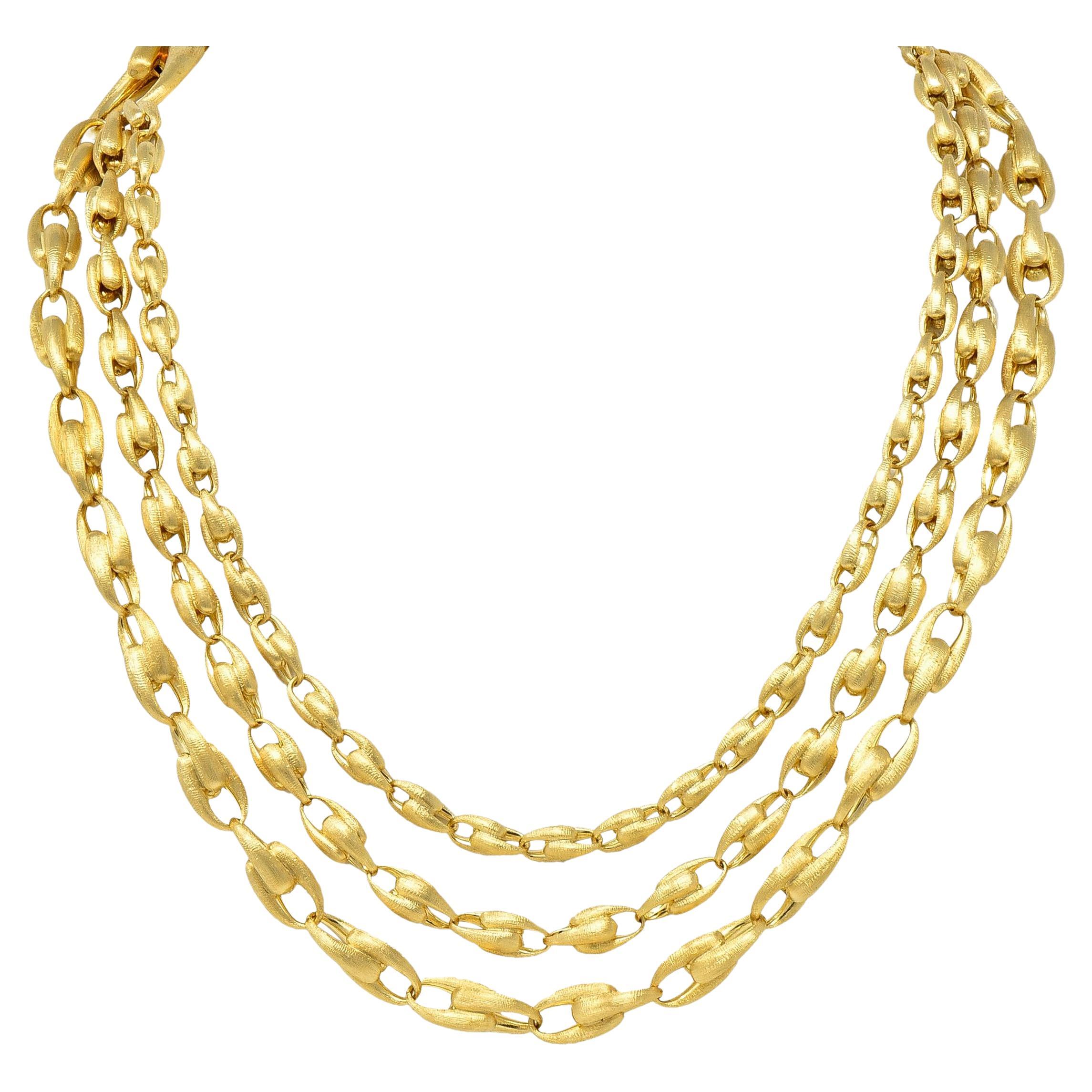 Maro Bicego Brushed 18 Karat Yellow Gold Multi-Strand U Link Lucia Necklace For Sale at 1stDibs