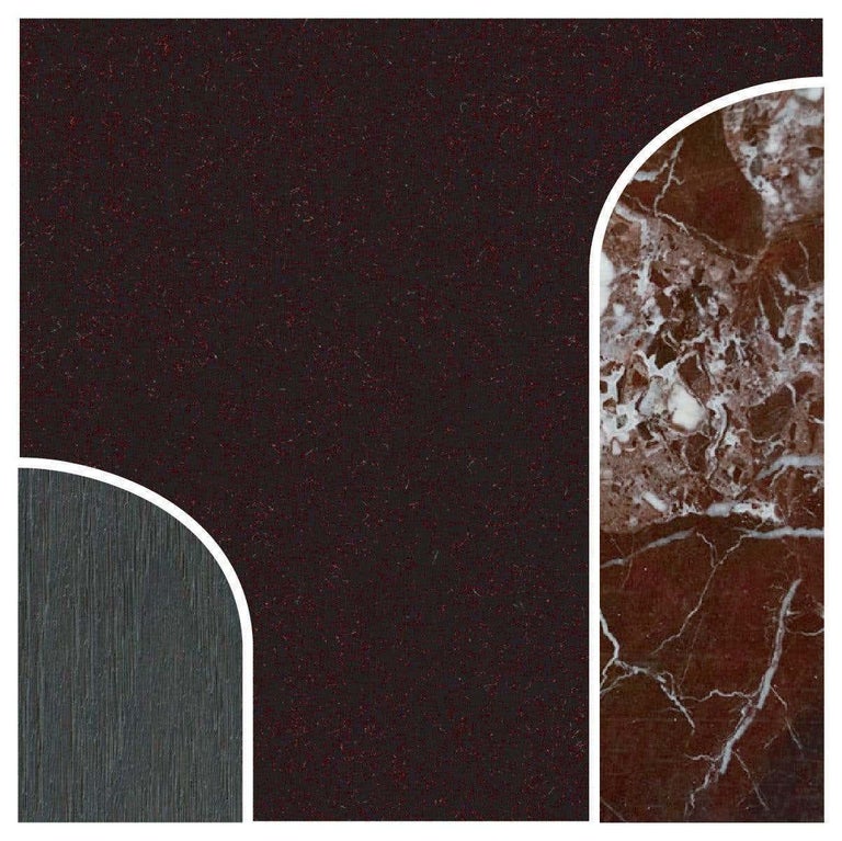 Maroon Marble and Burgundy Mohair Medium Ottoman For Sale at 1stDibs