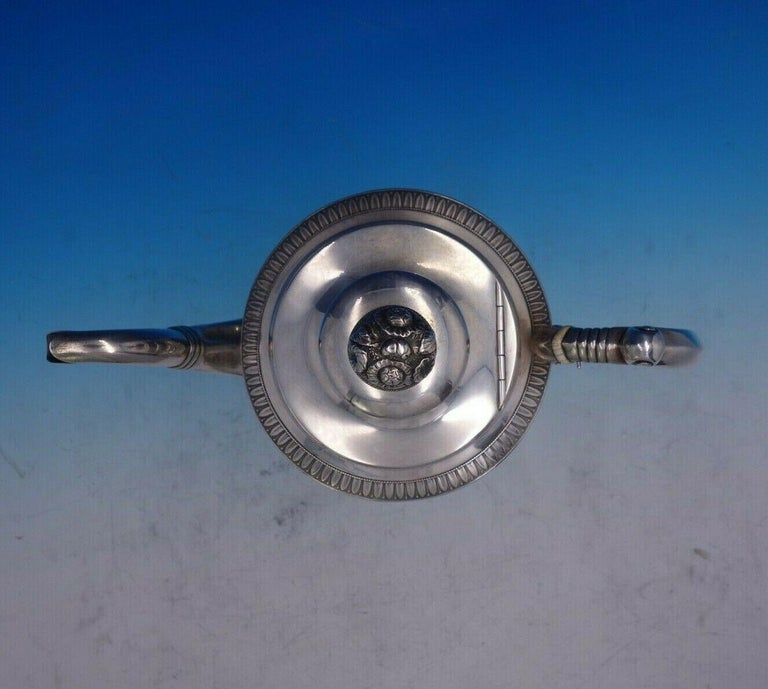 Marquand and Co Coin Silver Tea Set of 4-Piece Leaf Bead Border Flower ...