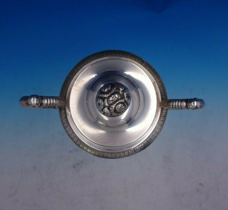 Marquand and Co Coin Silver Tea Set of 4-Piece Leaf Bead Border Flower ...