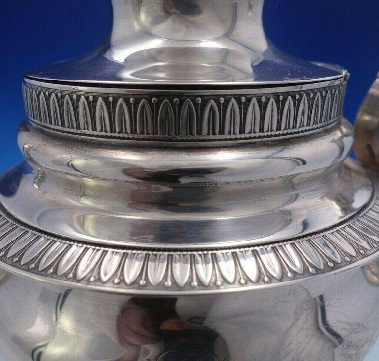 Marquand and Co Coin Silver Tea Set of 4-Piece Leaf Bead Border Flower ...