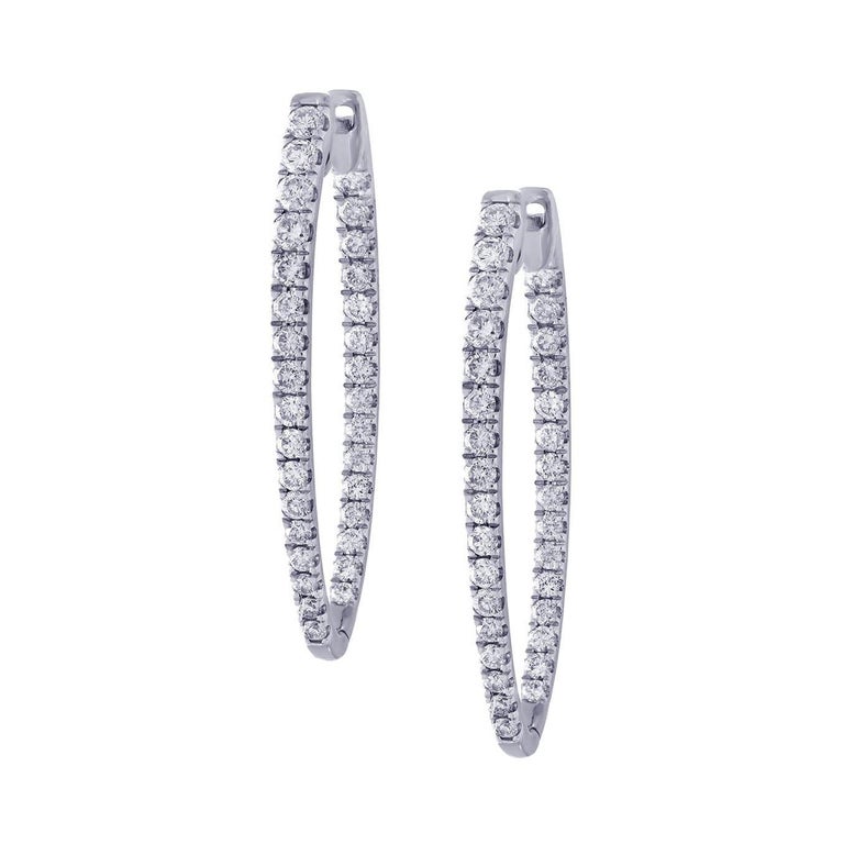 Marquee Shape White Diamond Hoops in 18k White Gold at 1stDibs