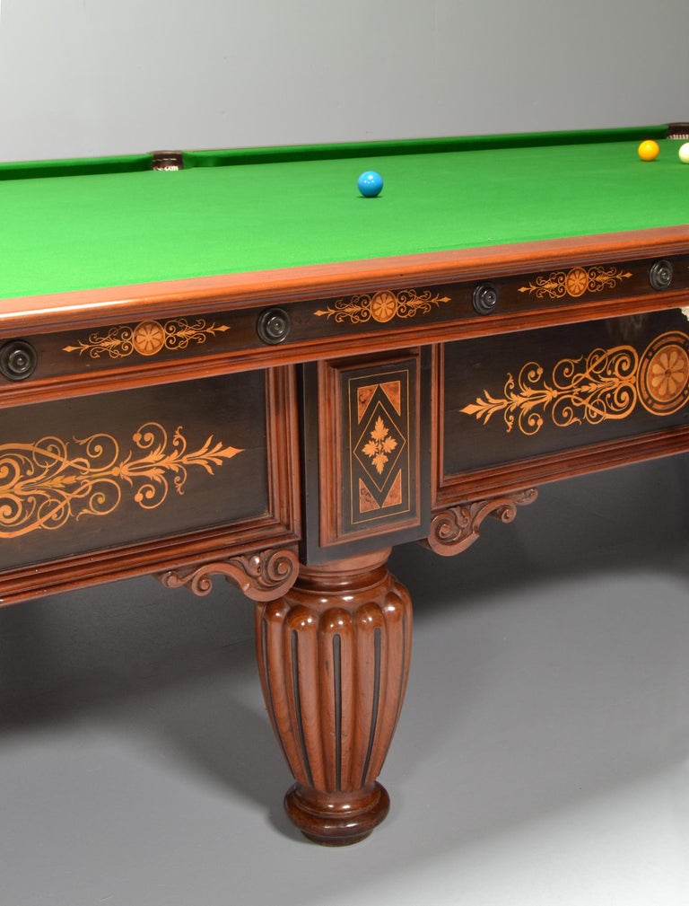 Antique billiard snooker pool table in stock inlaid marquetry For Sale ...