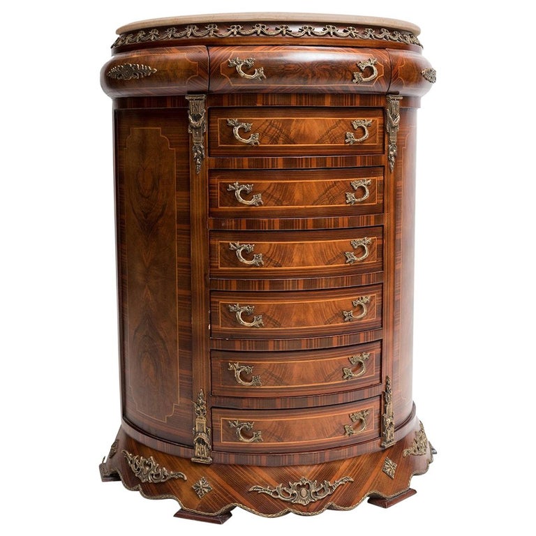 Marquetry Inlaid Half Circle Drawer Chest, 20th Century For Sale at ...