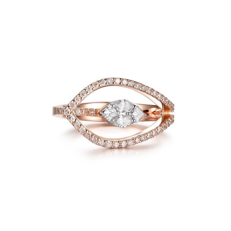 Marquise and Princess Cut Diamonds Ring in 18 Karat Gold at 1stDibs