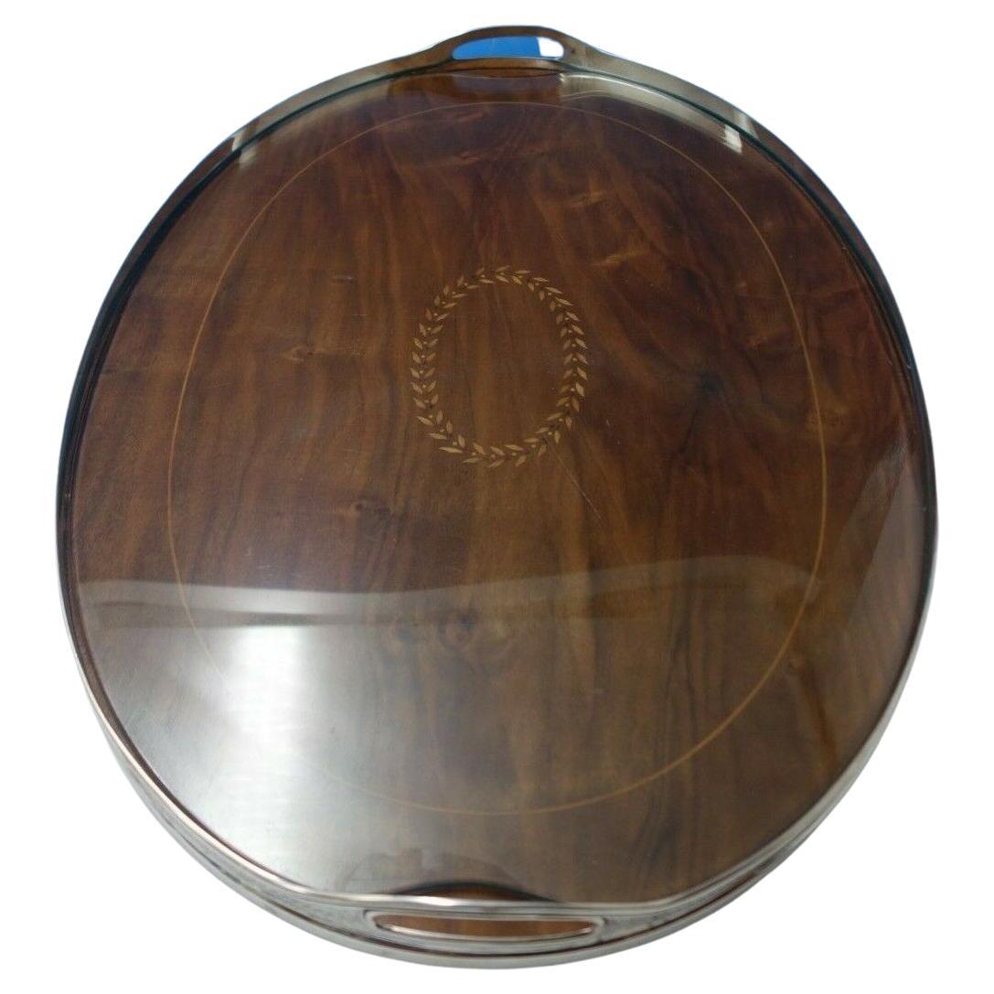 Sterling Silver-Mounted Inlaid Wood Gallery Tray at 1stDibs