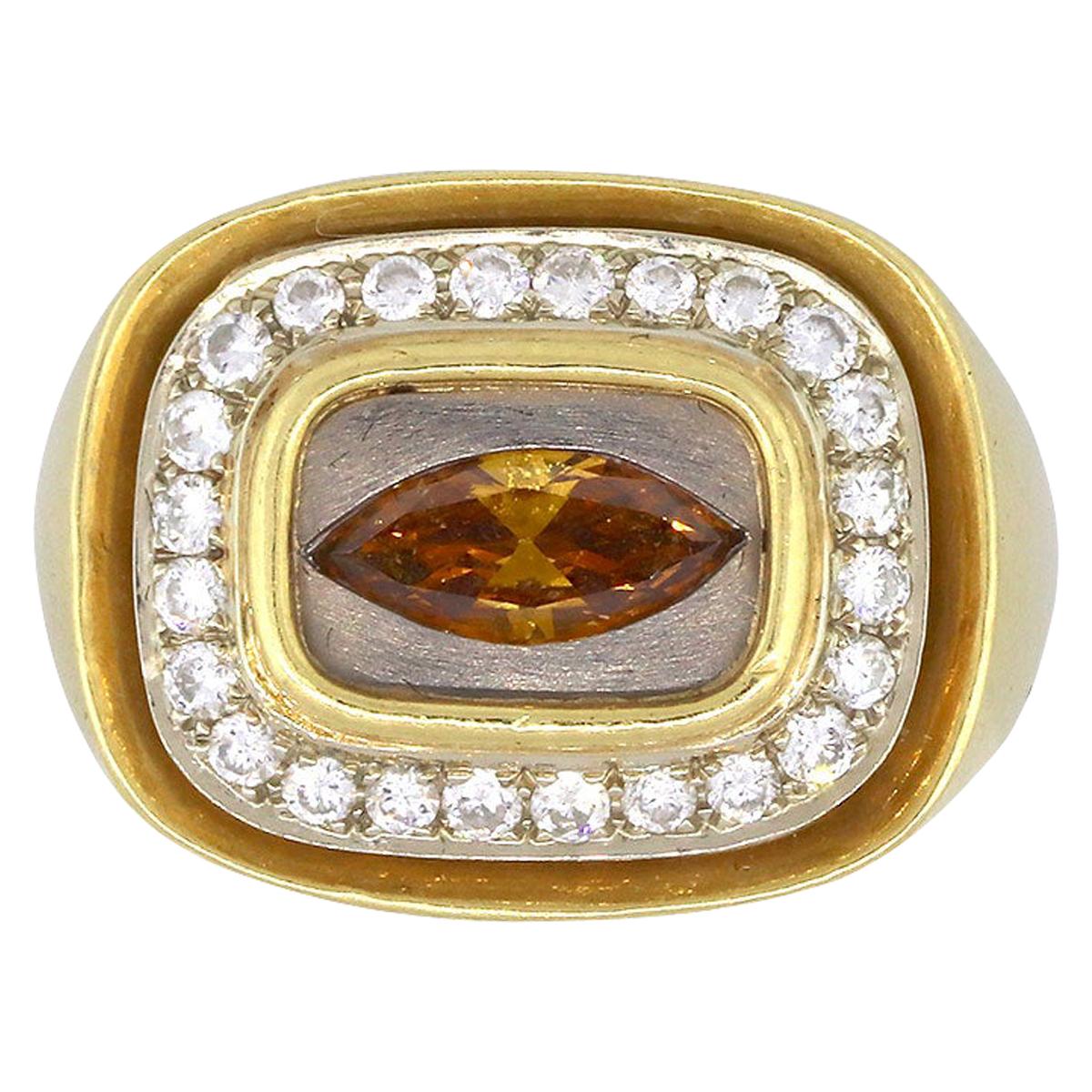 Marquise Citrine Ring with Diamond Halo For Sale at 1stDibs | citrine ...