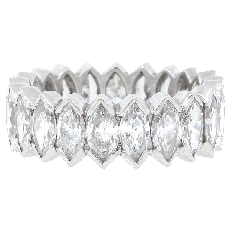 Marquise Cut Diamond Platinum Eternity Band Ring For Sale at 1stDibs