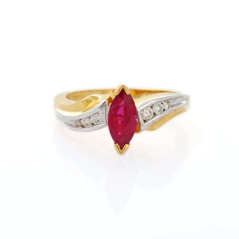 Customizable Marquise Cut Ruby Designer Wedding Ring with Diamonds in ...