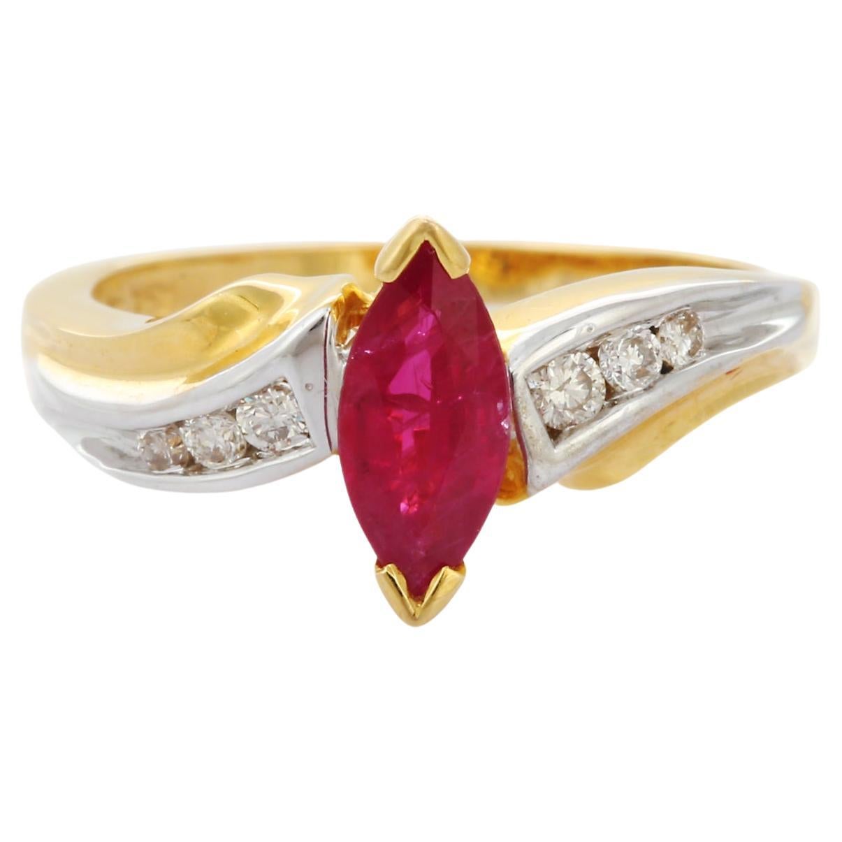 Customizable 18k Yellow Gold Centre Oval Cut Ruby Wedding Ring With