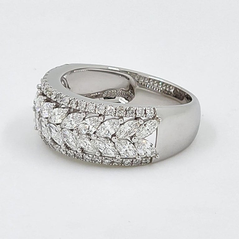 Marquise Diamond Band Ring in 18 Karat White Gold For Sale at 1stDibs