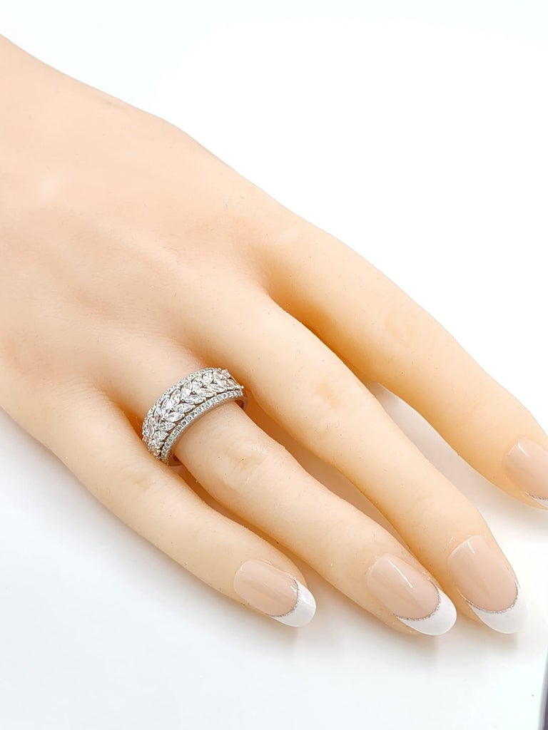 Marquise Diamond Band Ring in 18 Karat White Gold For Sale at 1stDibs