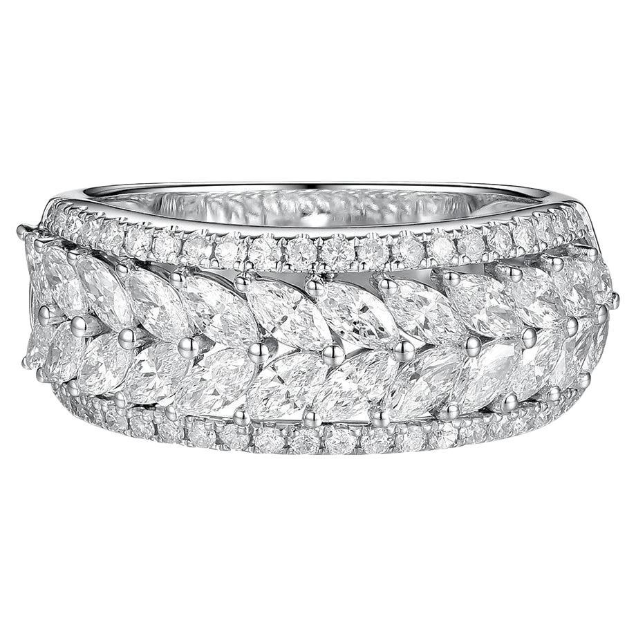 Marquise Diamond Band Ring in 18 Karat White Gold For Sale at 1stDibs