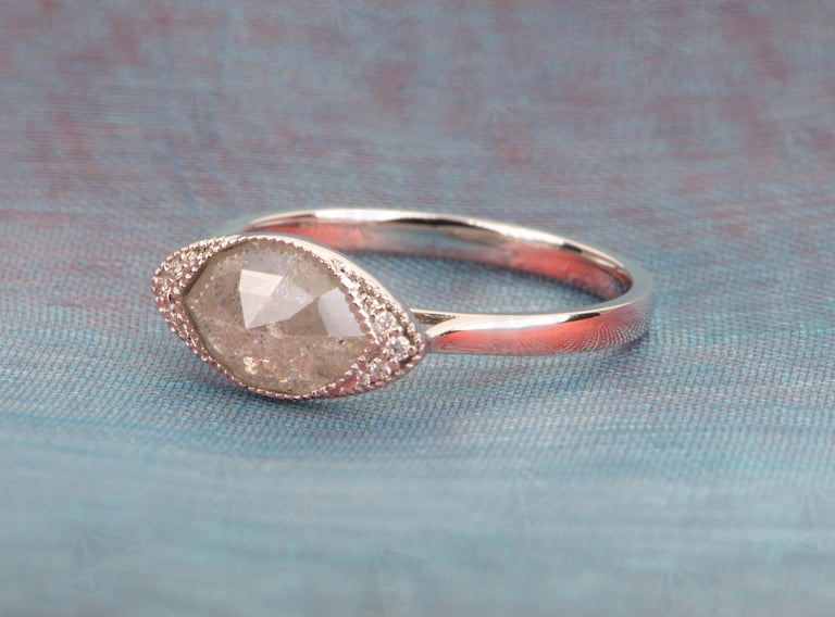 Marquise Diamond East-West Sideways Set 14K White Gold Engagement Ring ...