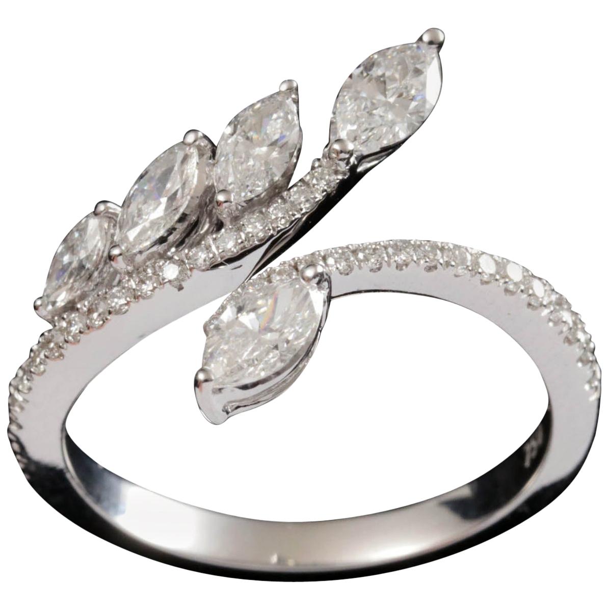 Customizable Marquise Diamond Wrap Around Graduating Half Eternity Ring ...