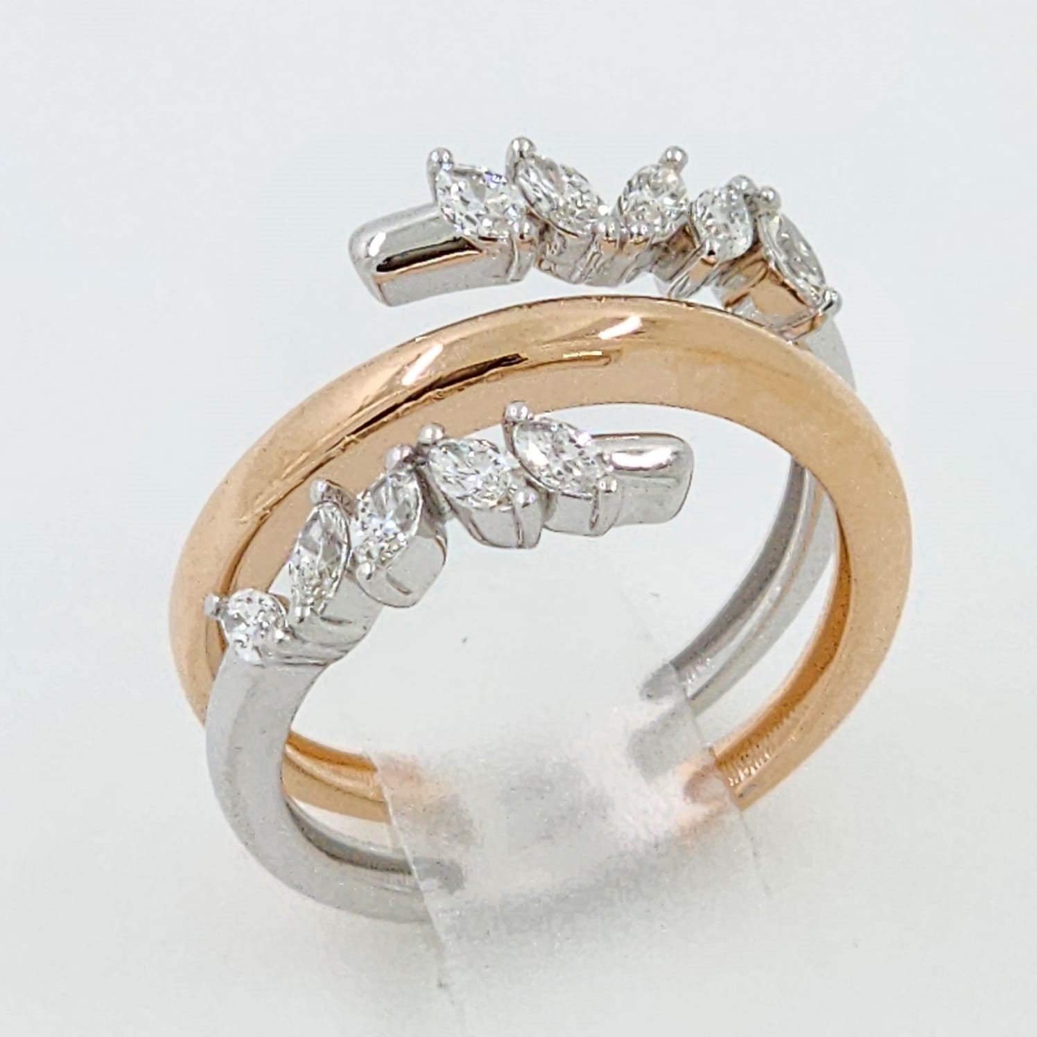 Marquise Diamond Wrap Around Ring in 18 Karat Rose and White Gold For ...