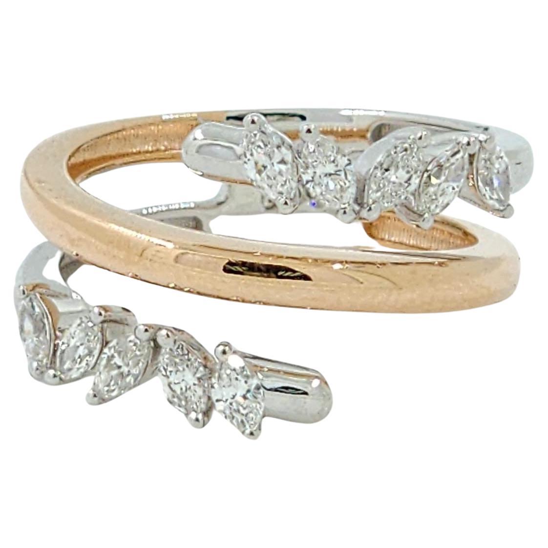 Marquise Diamond Wrap Around Ring in 18 Karat Rose and White Gold For ...